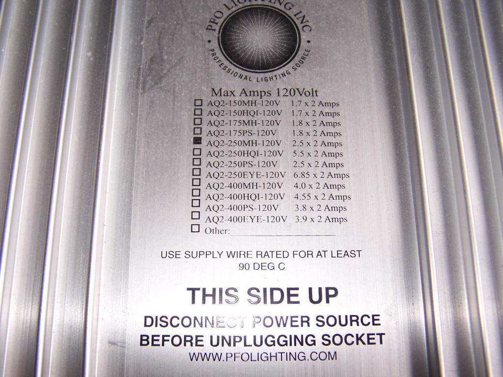 PFO Dual 250w metal halide ballast